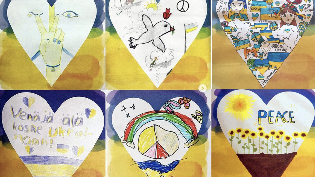 Shaken by war in Ukraine, children turn to art for hope